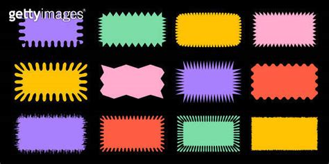 Set Of Torn Paper Color Shapes Collage Zigzag Edge Rectangle Shapes