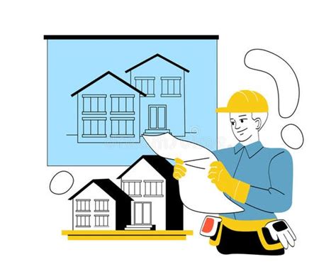 Architect Analyzing House Blueprint Vector Illustration Stock Illustration Illustration Of