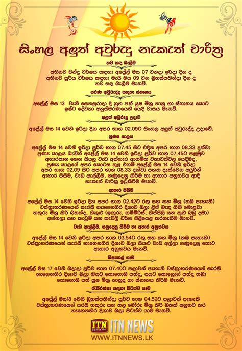 සිංහල අලුත් අවුරුදු නැකැත් චාරිත්‍ර Itn News
