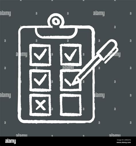 Written Survey Chalk Icon Choosing Option Tick Checkbox Evaluation Test Select Answer