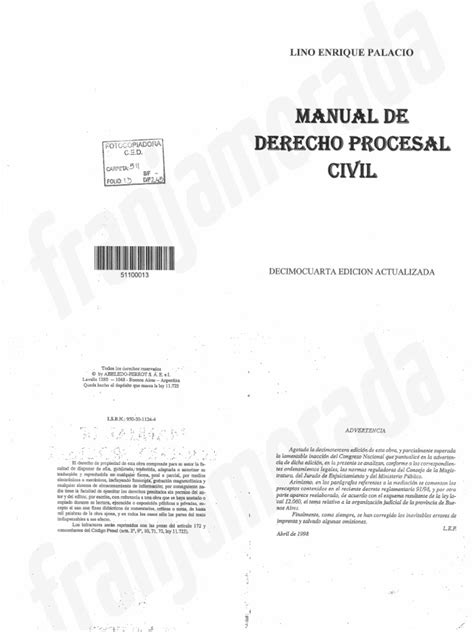 Manual De Derecho Procesal Civil Palacio Pdf