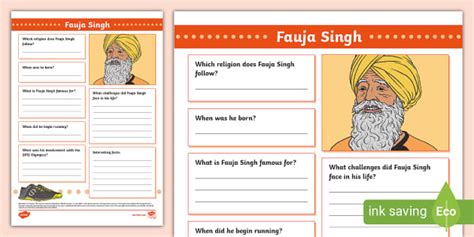 Fauja Singh Fact File Template Teacher Made Twinkl