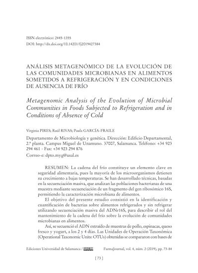 Metagenomic Analysis Of The Evolution Of Microbial Communities In Foods
