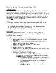 Lab Report Guide Writing DNA Analysis Scientific Names Course Hero