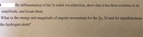Solved By Differentiation Of The 3s Radial Wavefunction