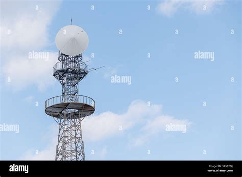 Long Range Communication Tower Radio Signal Tower Digital Satellite Data Transmission Tower On