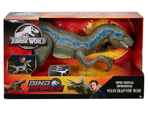 Mattel Jurassic World Dino Rivals Super Colossal Velociraptor Blue