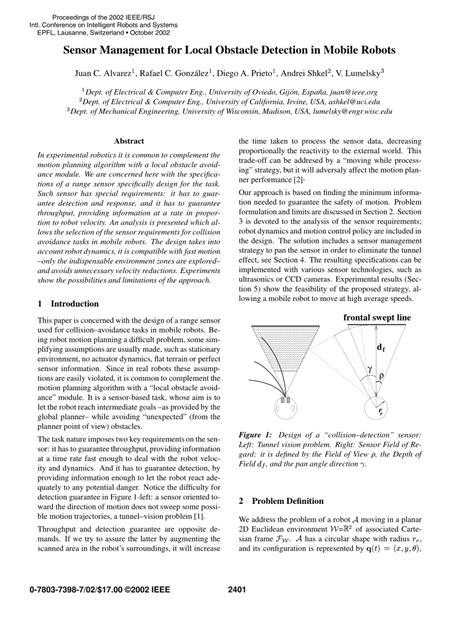 Pdf Sensor Management For Local Obstacle Detection In Mobile Robots