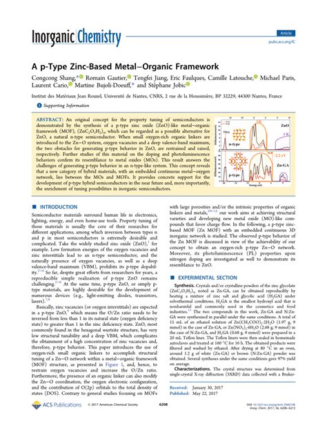 Pdf A P Type Zinc Based Metal Organic Framework