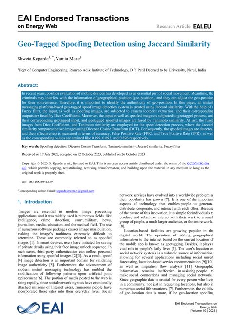 Pdf Geo Tagged Spoofing Detection Using Jaccard Similarity
