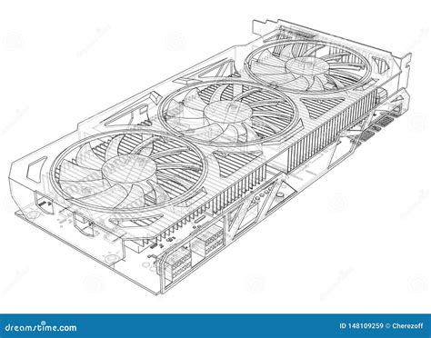 Gpu Card Outline Vector Stock Vector Illustration Of Blueprint