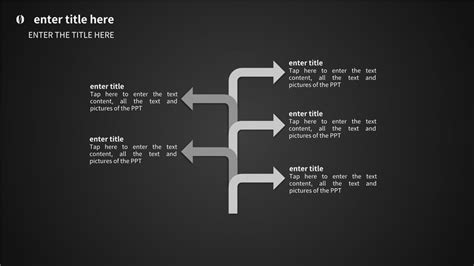 Three Arrow Process Diagram On Black Background Google Slide Theme And Powerpoint Template