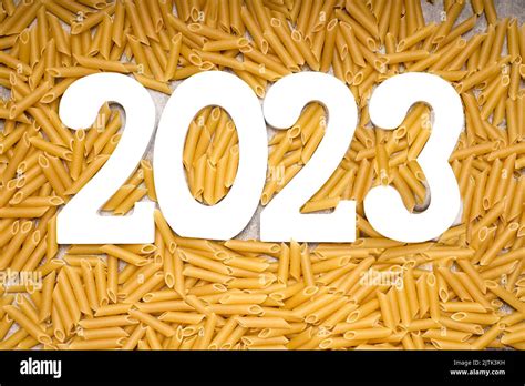 Number 2022 On Macaroni Background New Year And Christmas Concept