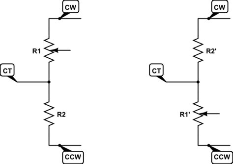 What Is The Equivalent Schematic Of A Center Tap Potentiometer What Is The Equivalent Schematic Of A Center Tap Potentiometer