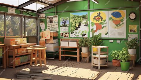 Premium Ai Image An Ecofriendly Classroom With Solar Panels A Compost