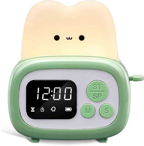Small Timer Clock Toaster Lamp Cute Night Light With Time Management Tool And Table Clock Alarm