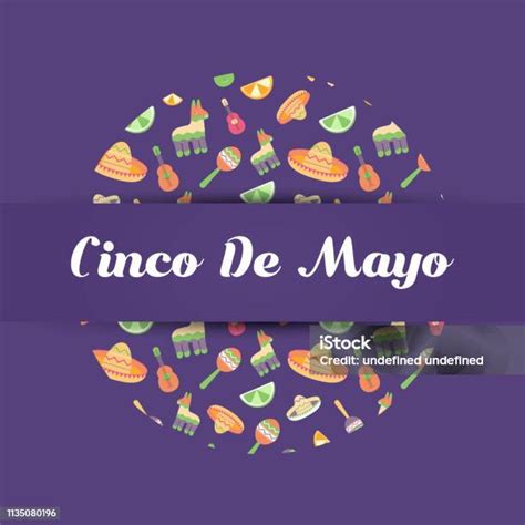 멕시코 문화 상징의 서클 포스터에 Cinco 데 마요 멕시코 카드 마라 카스 Pinata 과일 모자 기타 Cinco 데 마요