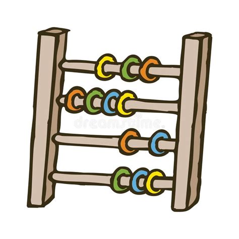 Doodle Abacus With Colorful Rainbow Colored Wooden Beads Hand Drawn Vintage Calculation Tool