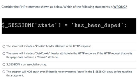 Solved Consider The Php Statement Shown As Below Which Of Chegg