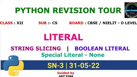 String Slicing Revision Tour Class 12th Cbse Sn 3 31 05 2022 Youtube