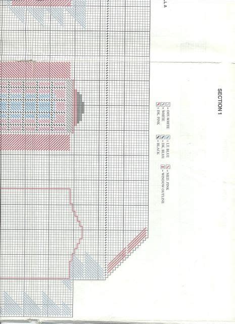 Cross Stitch Pattern For A House With Red And Blue Squares