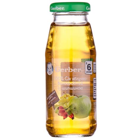 Сік фруктовий дитячий Nestle Gerber Яблуко виноград і шипшина 175 мл