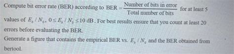 Solved Compute Bit Error Rate BER According To BER Total Chegg