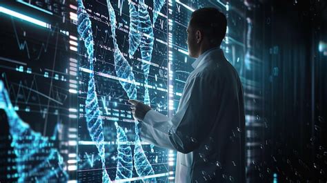 Scientist Examining Digital Display Premium Ai Generated Image