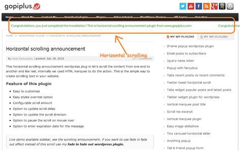 MS Internal Web Directory Horizontal Scrolling Announcements