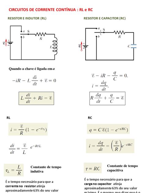 Circuitos Rc E Rl Indutor Corrente Elétrica