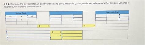 Solved Compute The Direct Materials Price Variance And