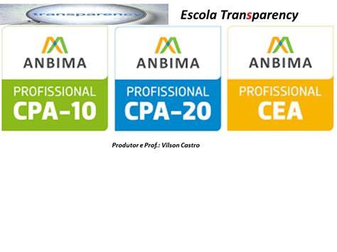 Anbima Certificações Cpa 10 20 E Cea Vilson Castro Rodrigues Fre