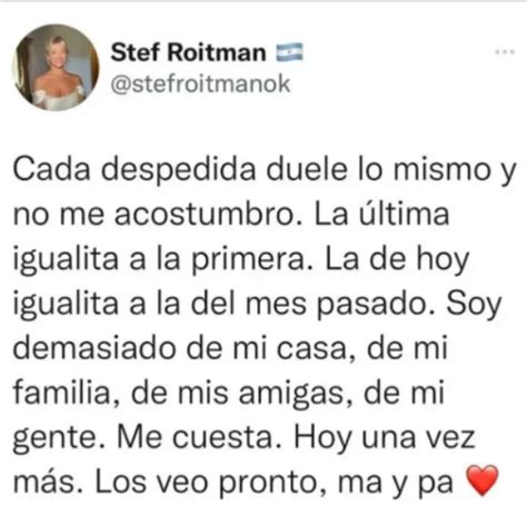 La Tristeza De Stefi Roitman Por Irse De Argentina A Miami Cada