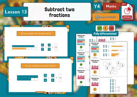 Year 4 Fractions Subtract Two Fractions Lesson 13 Grammarsaurus