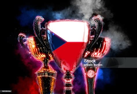 체코 공화국의 국기와 질감 트로피 컵입니다 2d 디지털 그림 Championship에 대한 스톡 사진 및 기타 이미지