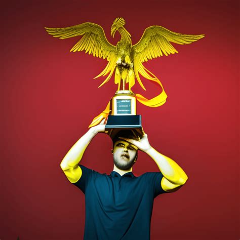 Man Holding Phoenix Trophy · Creative Fabrica