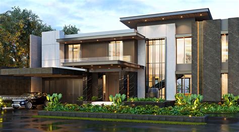 Desain Rumah Modern Industrial Lantai Bapak FCR Di Banten