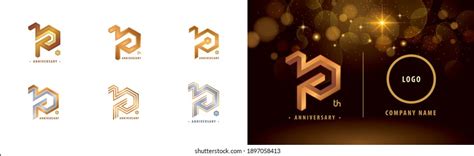 Set 50th Anniversary Logotype Design Fifty Stock Vector Royalty Free