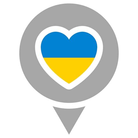 우크라이나 지도 핀의 국기 프리미엄 벡터