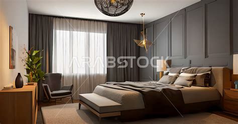 غرفة نوم في شقة سكنية بتصاميم عصرية و جذابة، ديكورات رائعة، أثاث منزلي