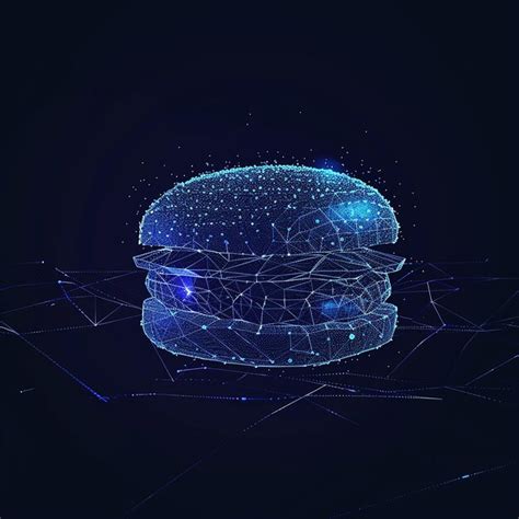 Blue Wireframe Digital Lines Forming Hamburger Premium Ai Generated