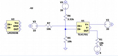 digital logic ltspice voltage source paralleled issue lm2903b