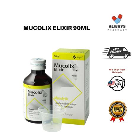 Mucolix Elixir 90ml Perisa Kiwi Untuk Batuk Budak Bromhexine Syrup 90ml