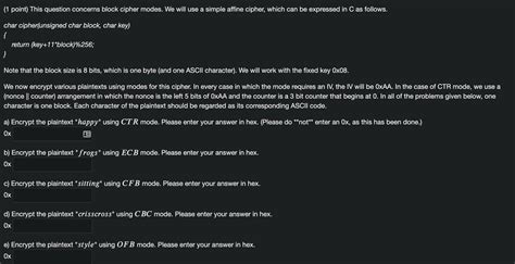 Solved 1 Point This Question Concerns Block Cipher Modes
