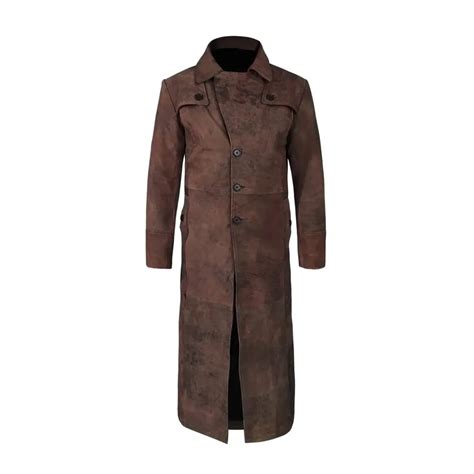 Mens Dark Snuff Leather Duster Trench Coat Urban Leather Jackets