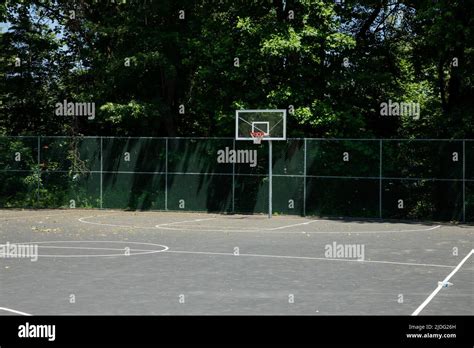 Old Basketball Court Surrounded By Lush Summer Woods Stock Photo Alamy