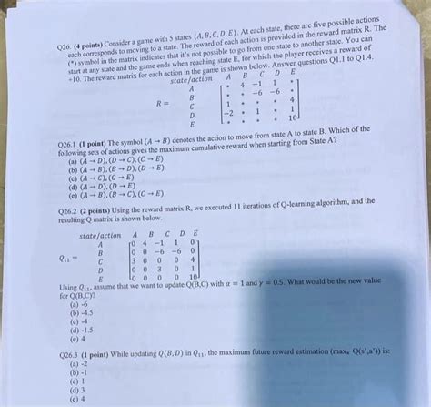 Solved Q26 4 Points Consider A Game With 5 States