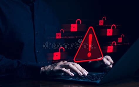 Cybersecurity Concept Hacker Working On Computer Stock Image Image