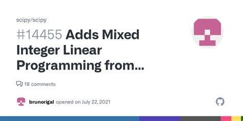 Adds Mixed Integer Linear Programming From Highs · Issue 14455 · Scipy