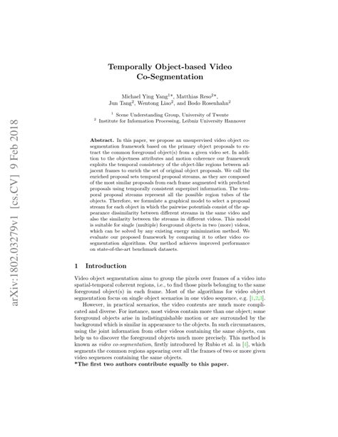 pdf temporally object based video co segmentation